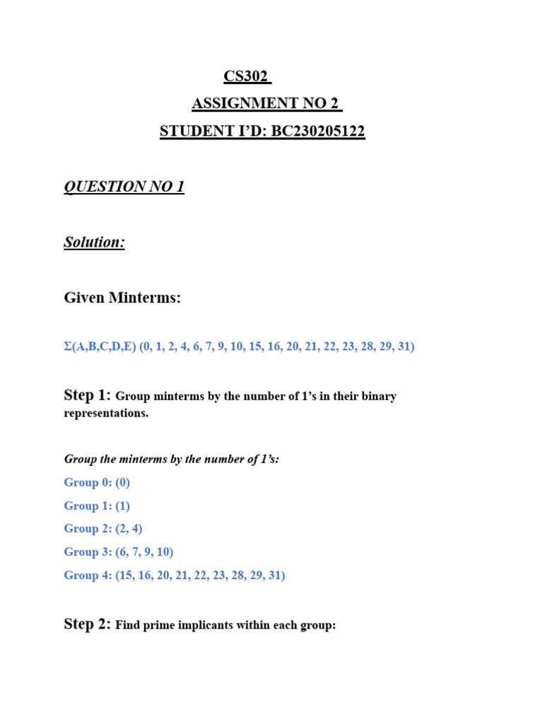 (CS302 Assignment) Solution | PDF | Mathematical Logic | Theory Of Computation