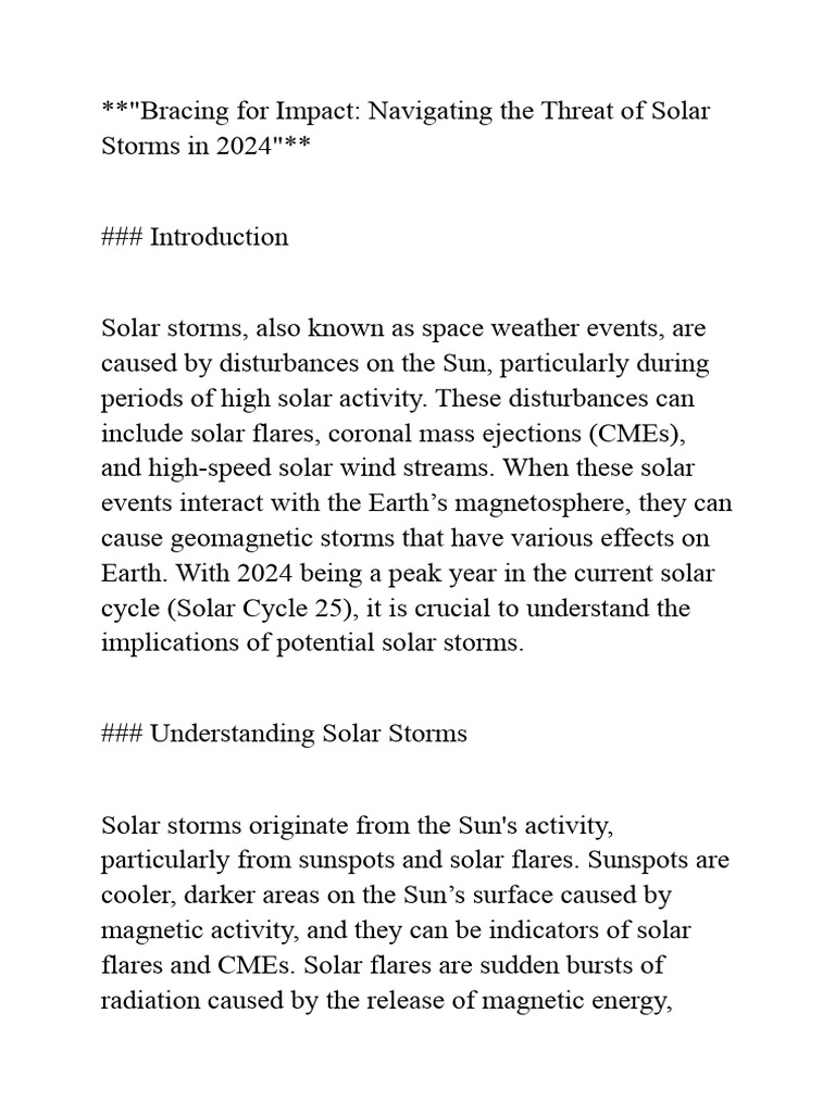 The Threat of Solar Storm in 2024 | PDF | Solar Flare | Astrophysics