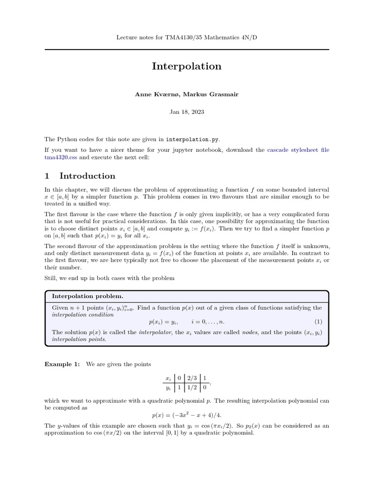 Interpolation | PDF | Interpolation | Spline (Mathematics) Interpolation | PDF | Interpolation | Spline (Mathematics)