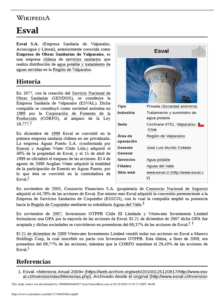 Esval PDF | PDF | Chile | Business