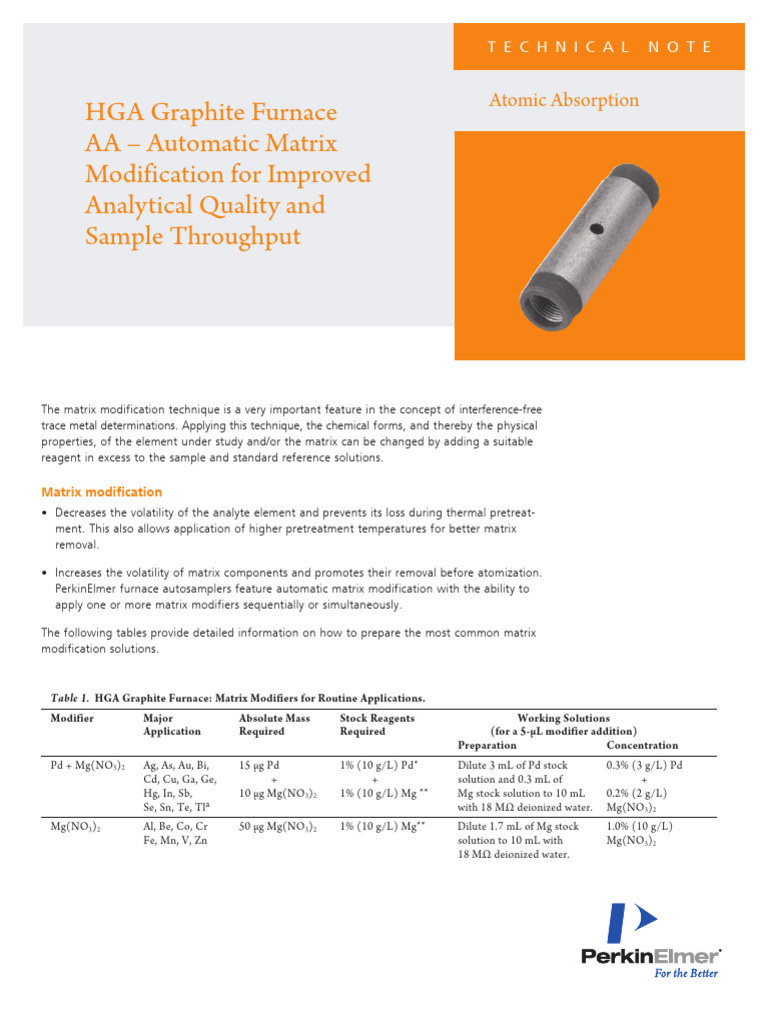 HGA Matrix Modifier Table Technical Note | PDF | Purified Water ...