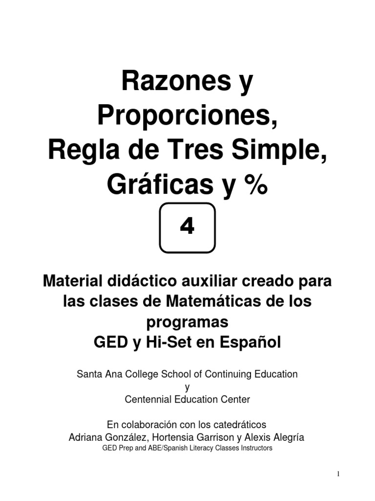 Razones, Proporciones y Porcentajes en Matemáticas | PDF | Estadísticas ...