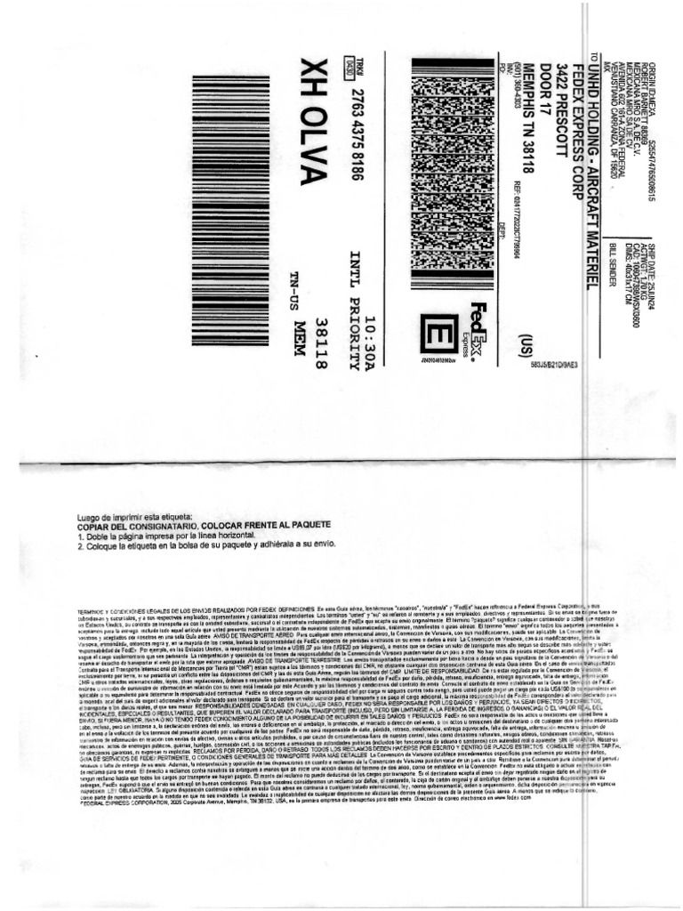 Guia Fedex Express Corp. O.E. 1442-24 | PDF