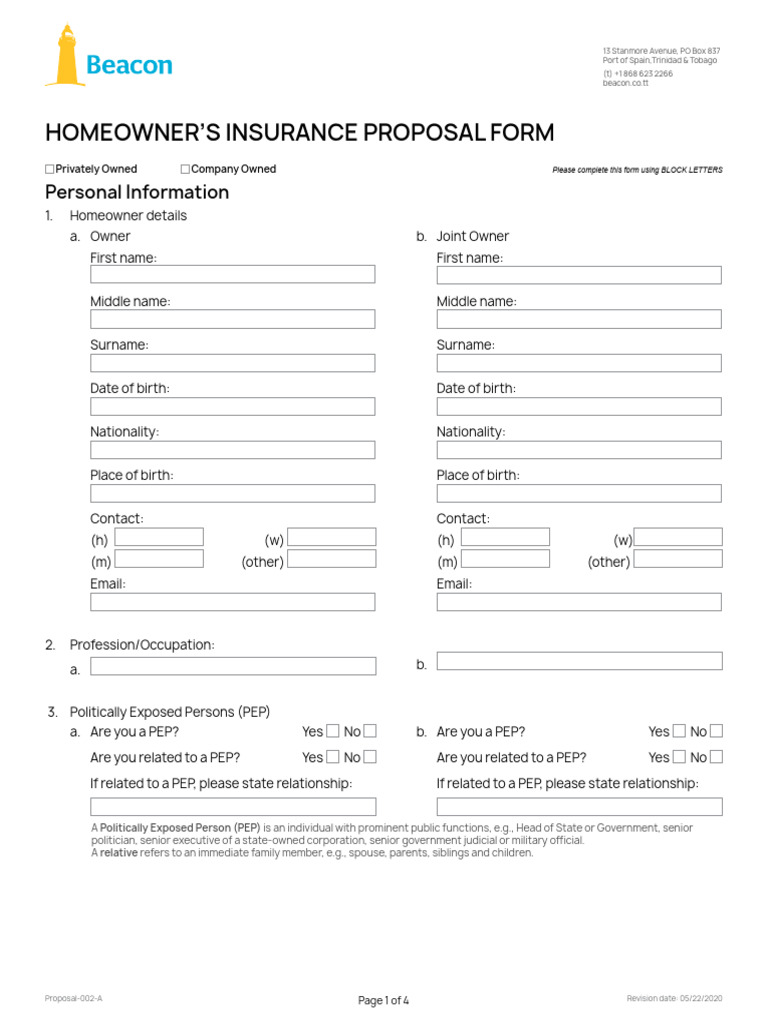 Homeowners Form - 2020 | PDF | Insurance | Building