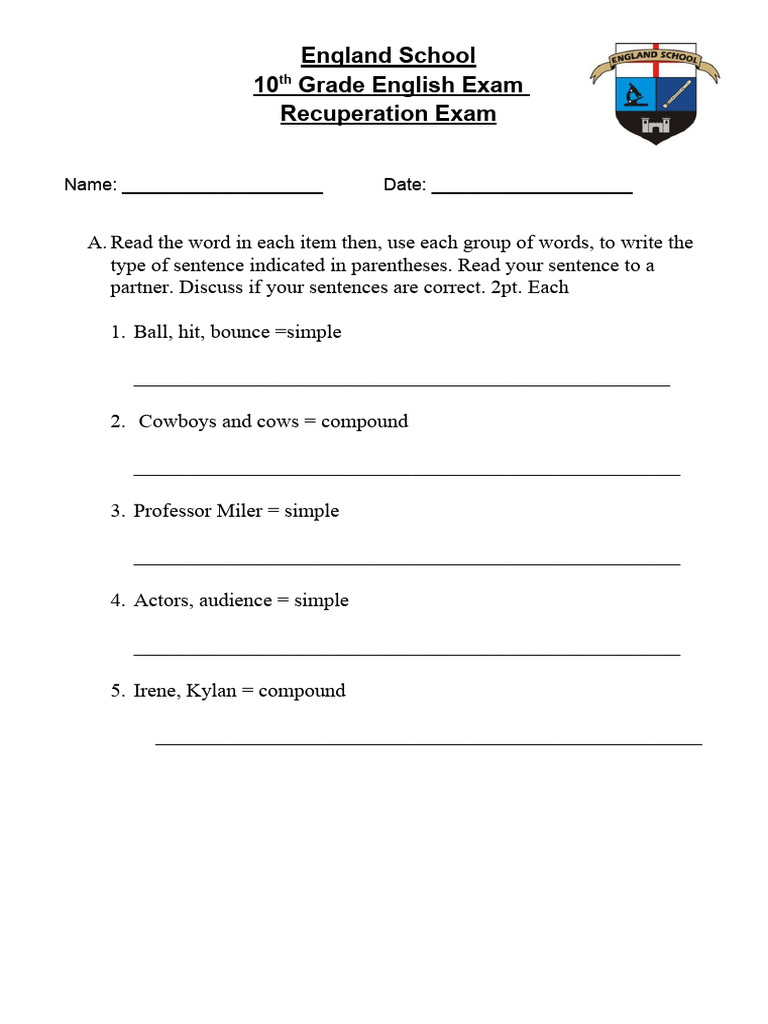 Examen de Recuperacion English | PDF | Clause | Sentence (Linguistics) Examen de Recuperacion English | PDF | Clause | Sentence (Linguistics)