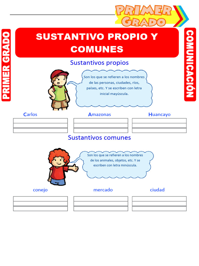 Sustantivos-Propios-y-Comunes-para-Primero-de-Primaria | PDF
