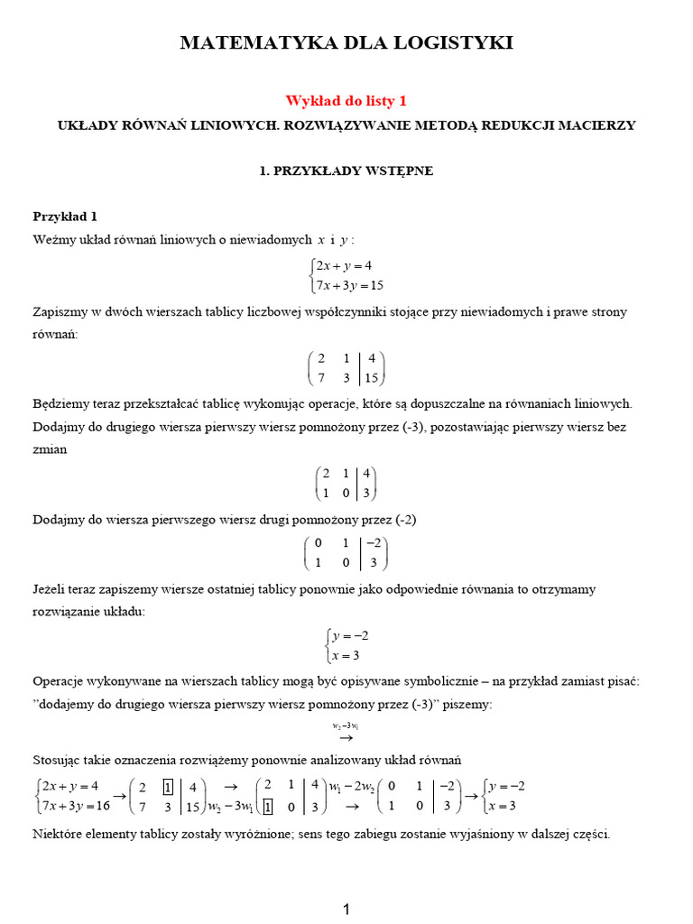 Matematyka 1 I 2 Wyklady | PDF