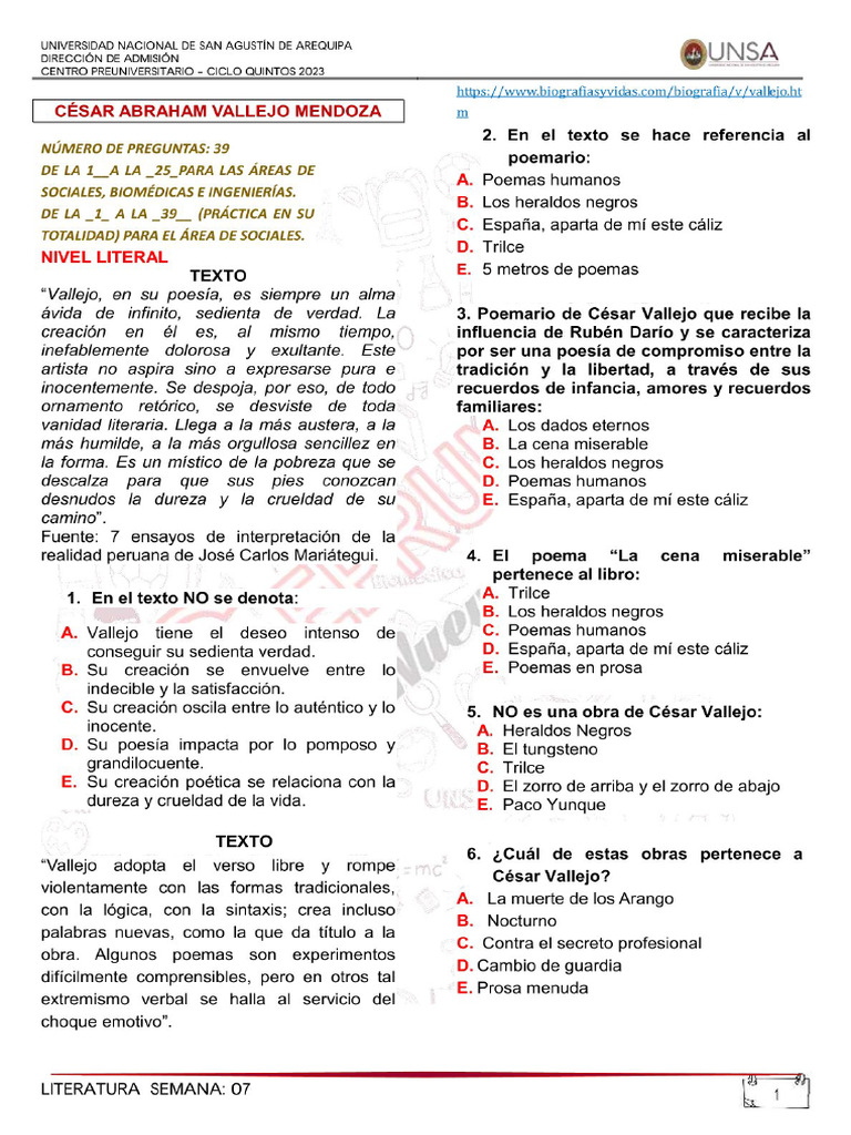 LITERATURA 07 (1) Practica Cepre | PDF