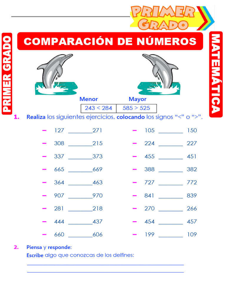 Comparación de Números de 3 Cifras para Primer Grado de Primaria | PDF