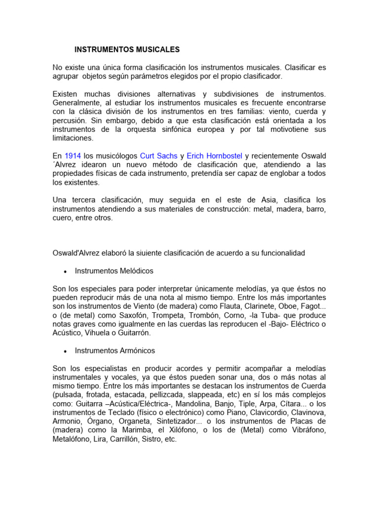 Instrumentos Musicales | PDF | Instrumentos musicales | Instrumentos de ...