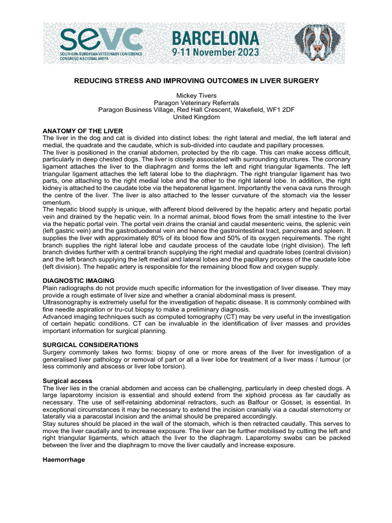 2972-Surgery-Tivers-Reducing Stress and - Eng | PDF | Liver | Vein