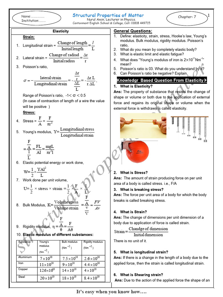 Lec-1, Ch-7 Basic of Structural Properties, New Sylabous | PDF | Elasticity (Physics ...