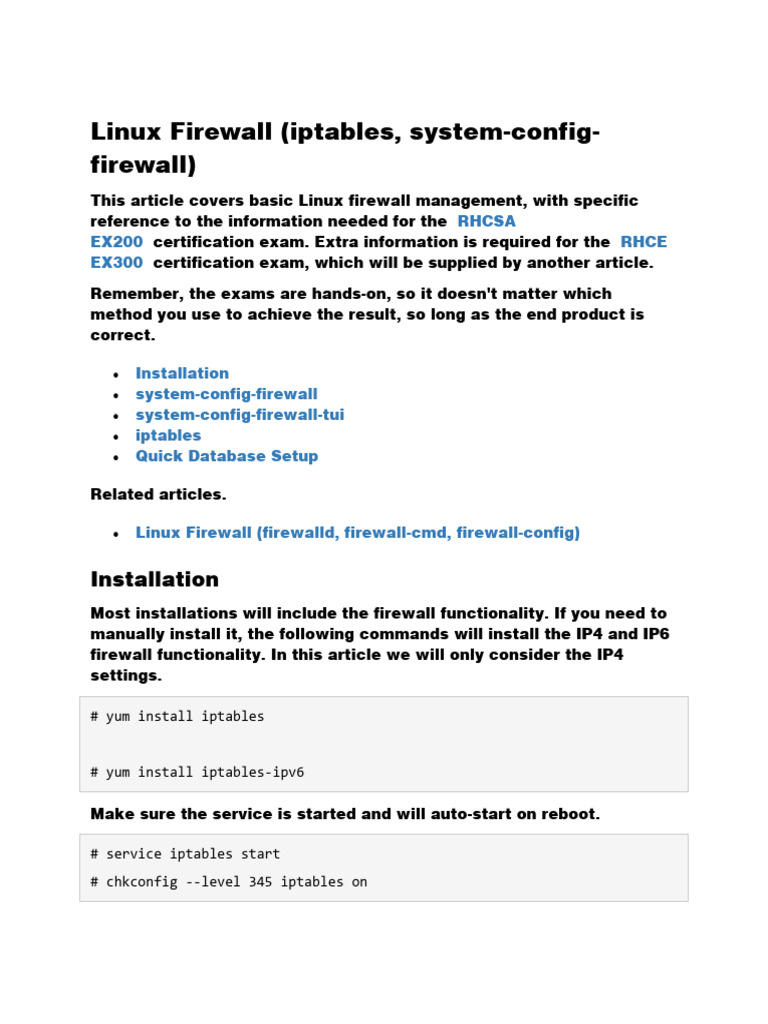 Linux Firewall | Download Free PDF | Port (Computer Networking) | Firewall (Computing)