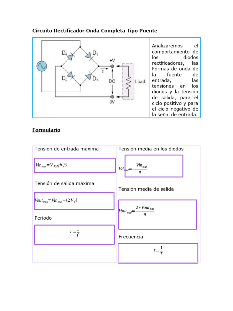 Rectificador Onda Completa | PDF | Rectificador | Cantidades fisicas