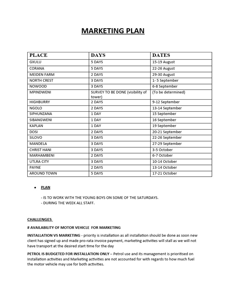 Marketing Plan | PDF | Transport | Vehicles