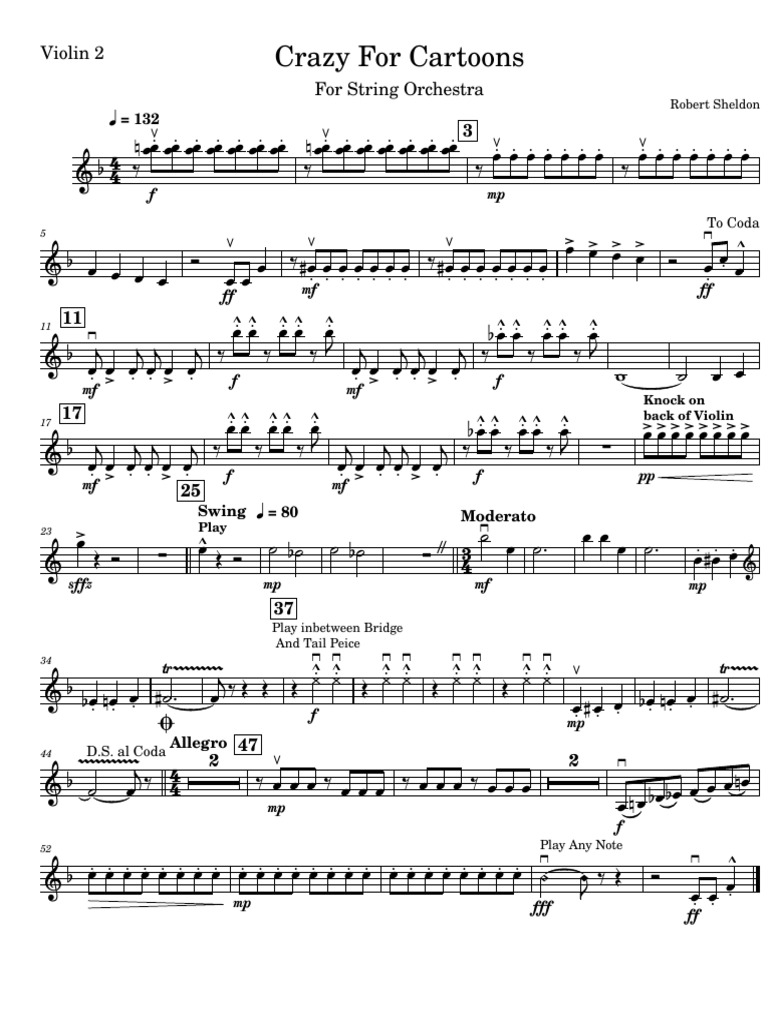 Crazy For Cartoons Parts-Violin - 2 | PDF | Compositions | Elements Of ...