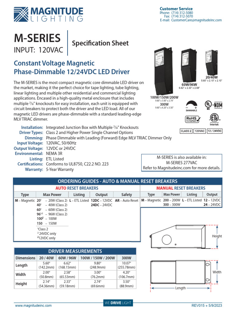 M Series 120VAC Spec Sheet REV015 | PDF | Electronic Engineering ...
