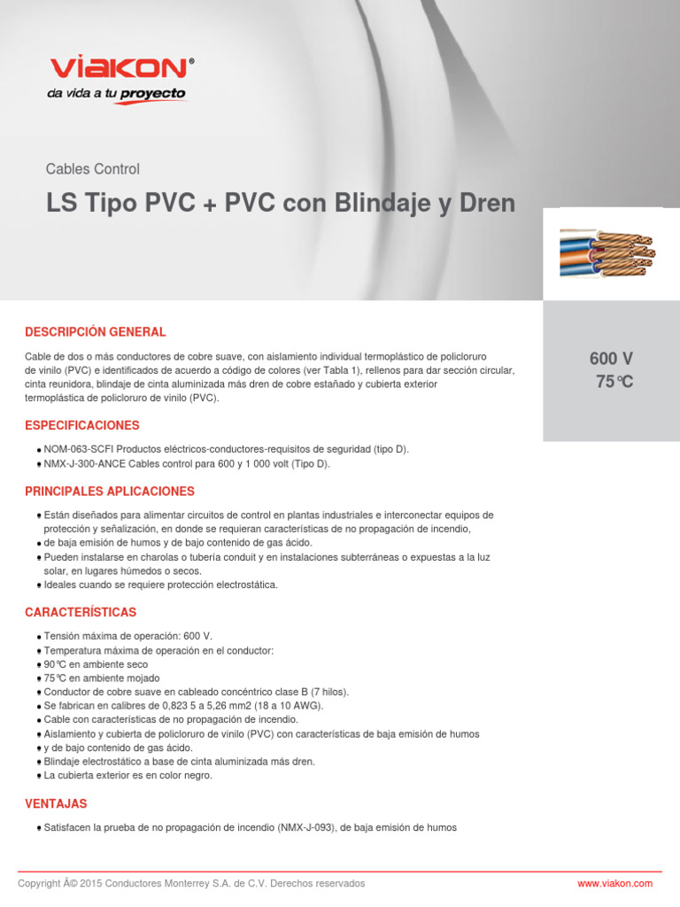 LS Tipo PVC PVC ConBlindajeyDren | PDF | Cobre | Cloruro de polivinilo