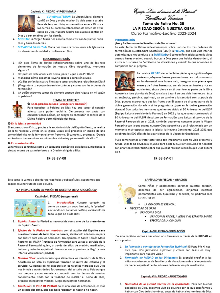 Tema de Retiro No. 38 SV | PDF | Oración | eucaristía