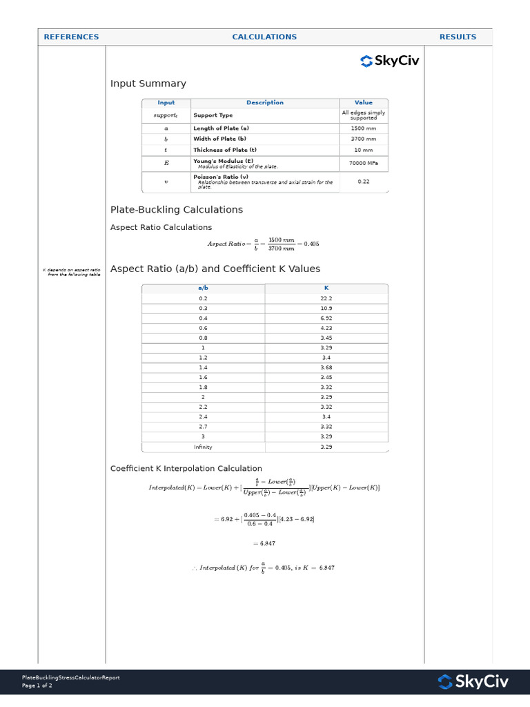 Plate Buckling Stress Calculation Report | PDF | Buckling | Building ...