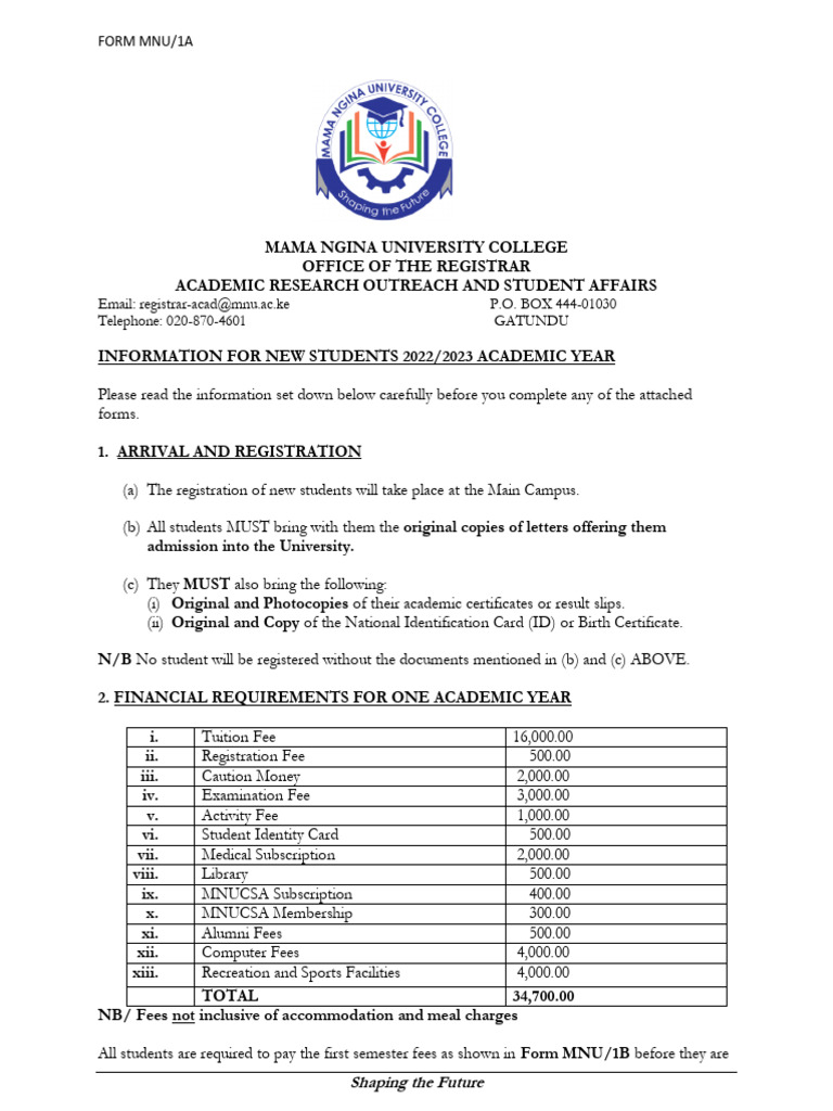 New Student Guide 2022/2023 - MNU | PDF | Fee | Assault