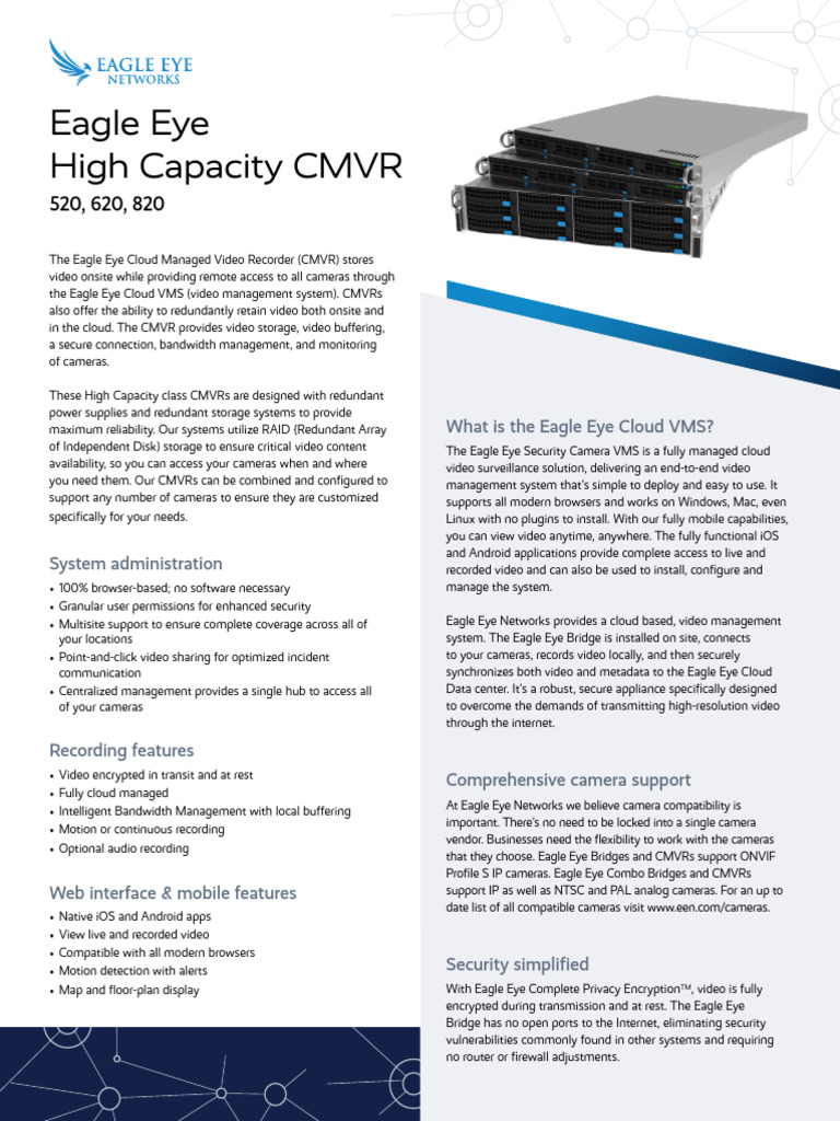 Eagle Eye CMVR - 520 - 620 - 820 Data Sheet 20231218 1 | PDF | Cloud ...