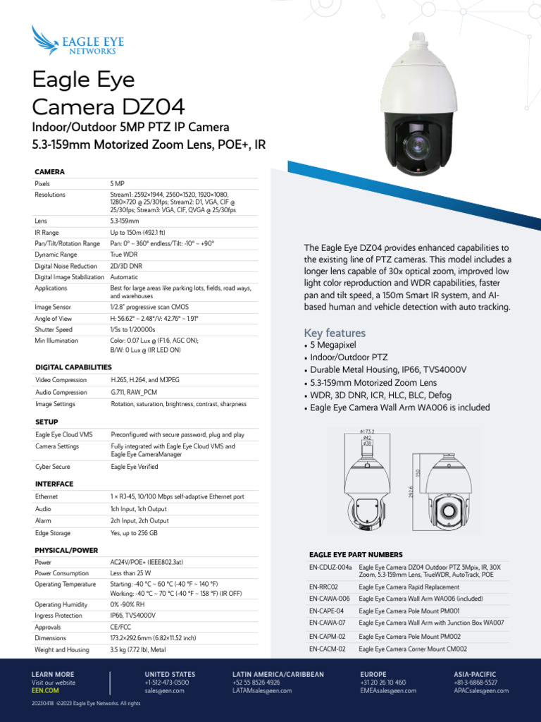 Eagle Eye Camera DataSheet - DZ04 - 20230612 | PDF | Camera | Camera Lens