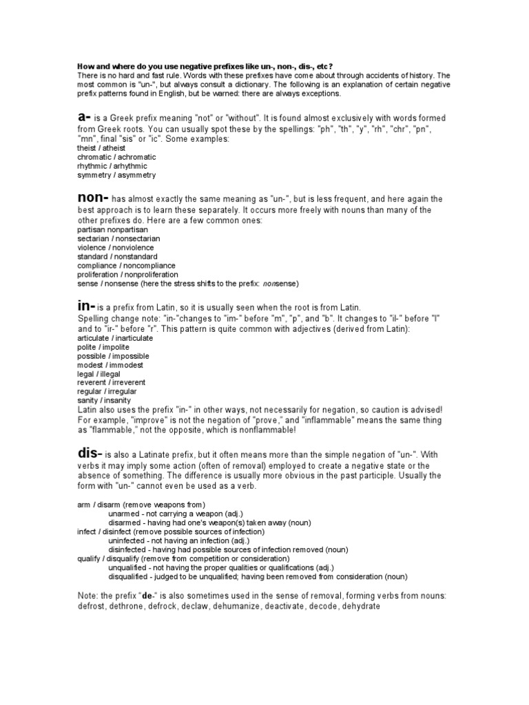 Rules For Prefixes | PDF | Adjective | Noun
