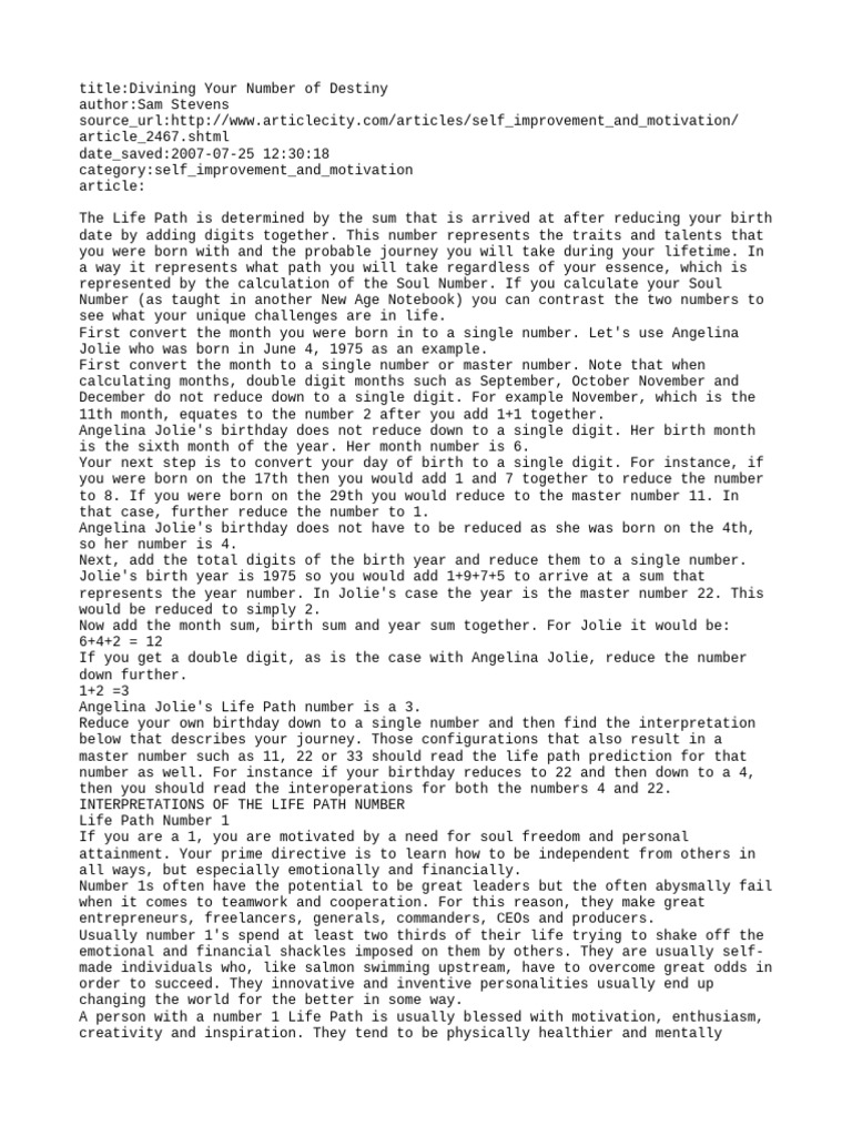 Divining Your Number of Destiny | PDF | Love | Reason