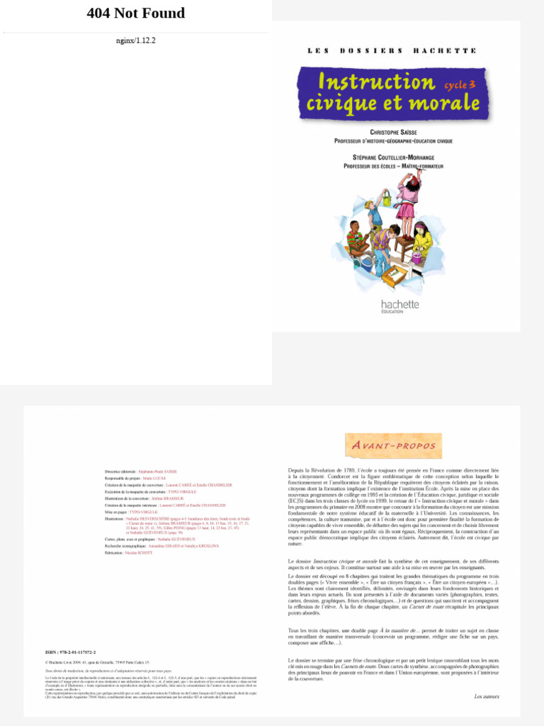 Les Dossiers Hachette - Instruction Civique Et Morale - Cycle 3 | PDF