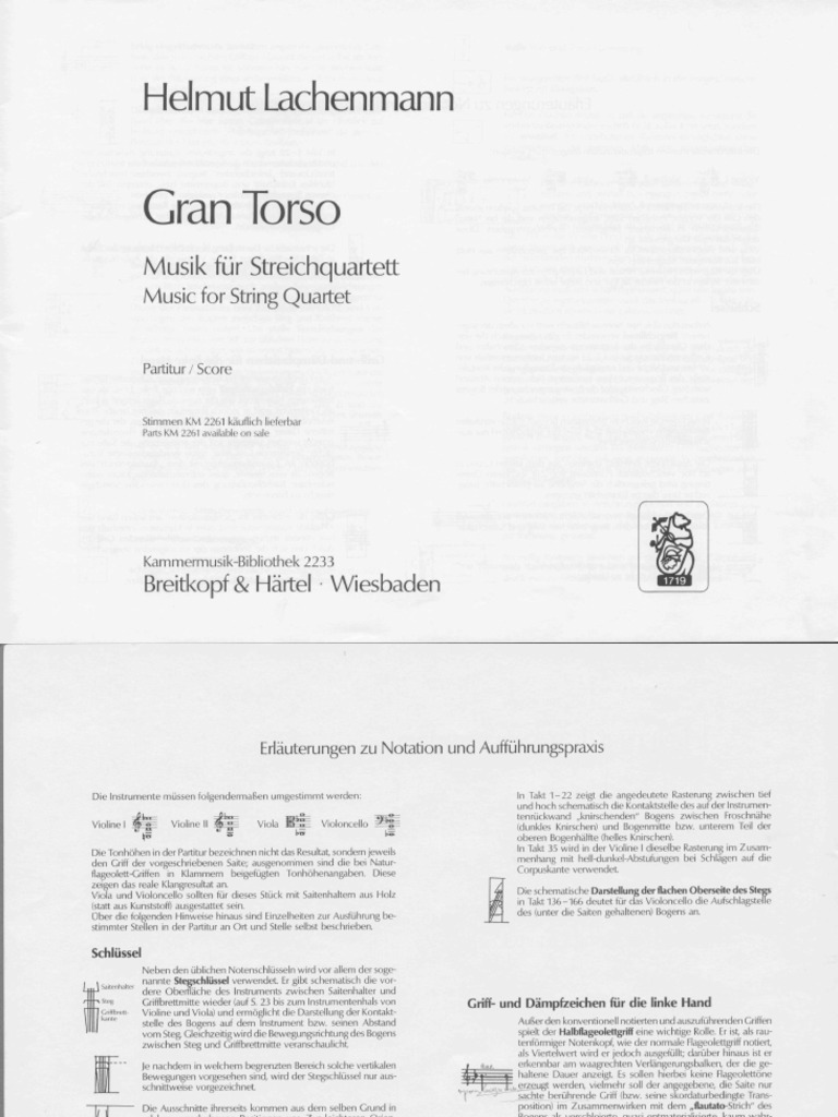 Lachenmann - String Quartet 1 - Gran Torso | PDF