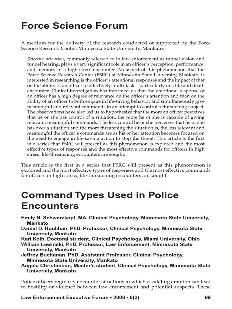 Force Science Command Types | PDF | Burglary | Assault