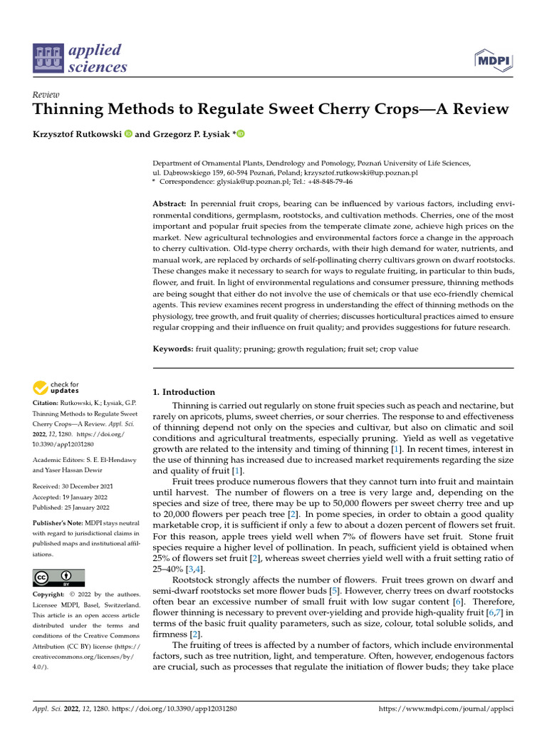 Thinning Methods To Regulate Sweet Cherry Crops-A Review | PDF ...