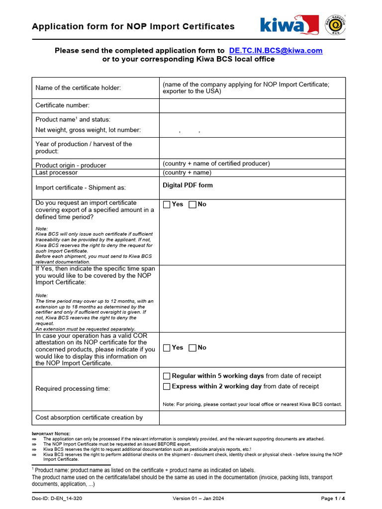 D en 14 320 Application Nop Import Certificate | PDF | Business ... D en 14 320 Application Nop Import Certificate | PDF | Business ...