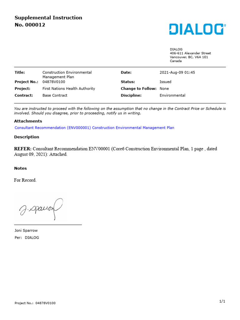 SI 012 Construction Environmental Management Plan (ENSI-001) | PDF ...