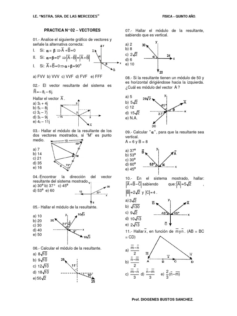 EJERCICIOS de VECTORES | Descargar gratis PDF | Vector Euclidiano | Escalar (Matemáticas)