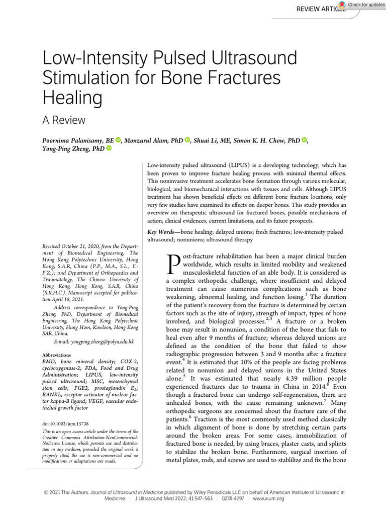 J of Ultrasound Medicine - 2021 - Palanisamy - Low Intensity Pulsed Ultrasound Stimulation For ...