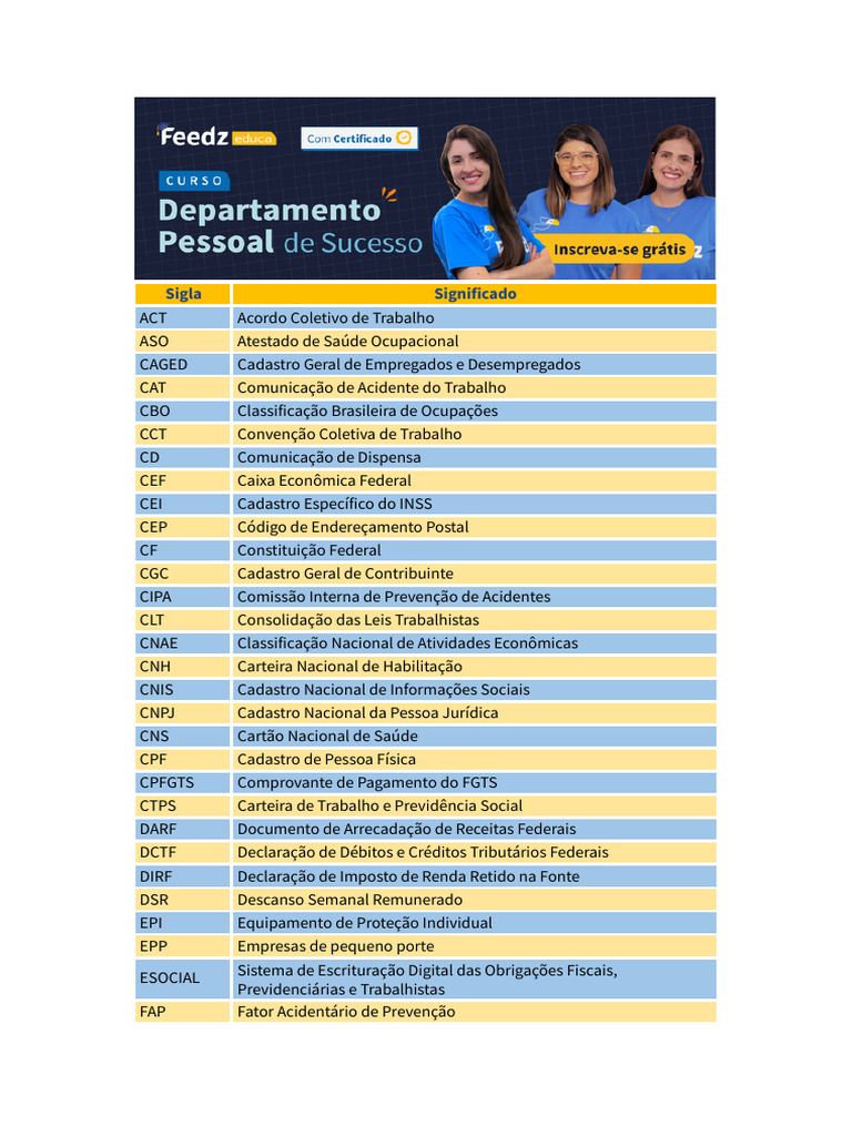 Principais-Siglas-da-área-de-DP-(1) | PDF | Salário | Bem-estar social