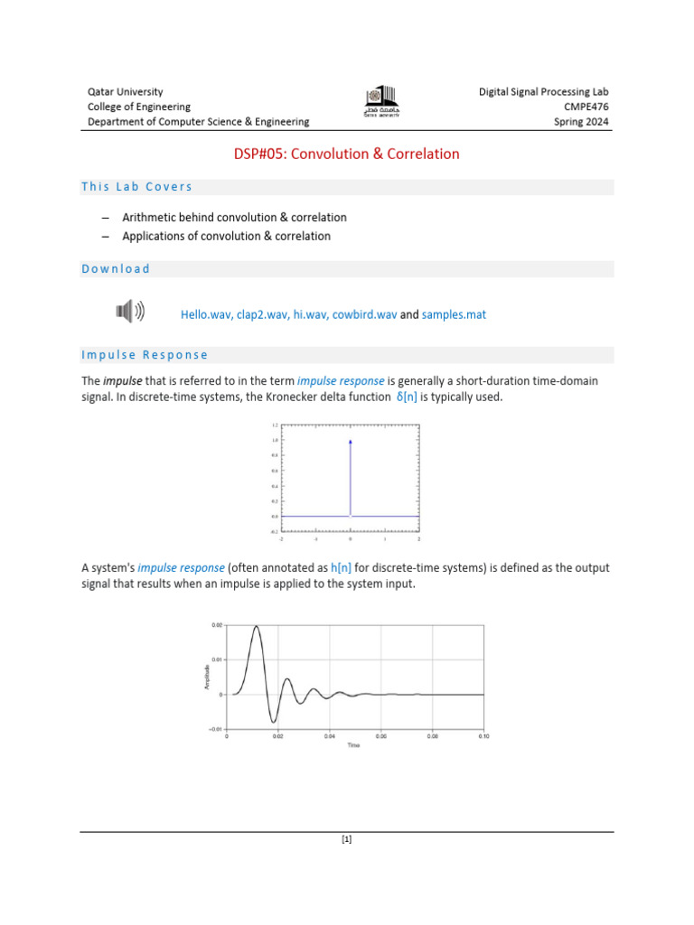 Lab #05 | PDF | Convolution | Electronics