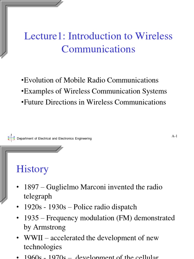 Lecture1: Introduction To Wireless Communications | PDF | Cellular ...