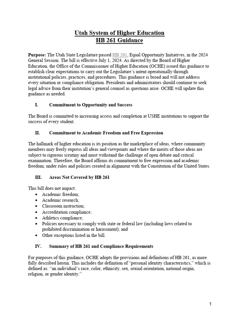 USHE Guidance On HB261 | PDF | Discrimination | Employment