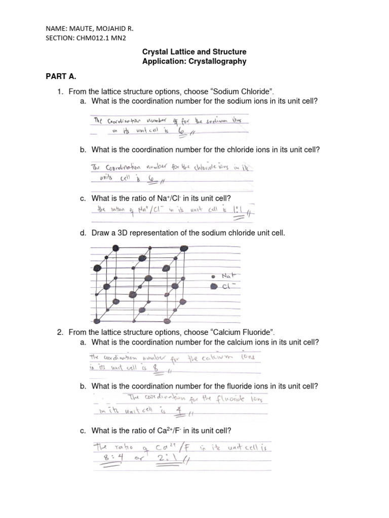 Maute - CHM012.1 MN2 Activity 6 Crystal Lattice and Structure | PDF | X Ray Crystallography ...
