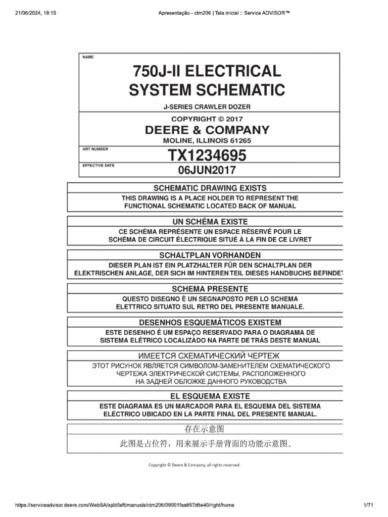 Esquema Elétrico 750J-II John Deere | PDF