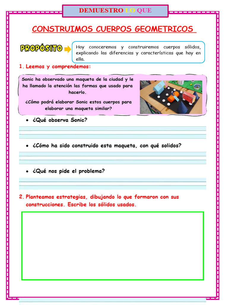 Ficha Mat - Construimos Cuerpos Geometricos | PDF | Formas geométricas