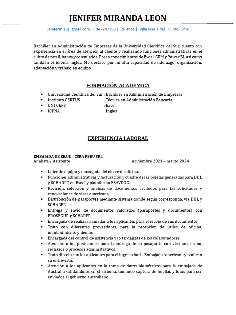 CV Modelo | PDF | Business | Economias