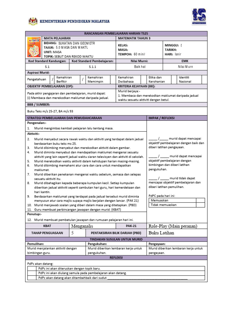 MT THN 3a TS25 Tajuk 5 | PDF