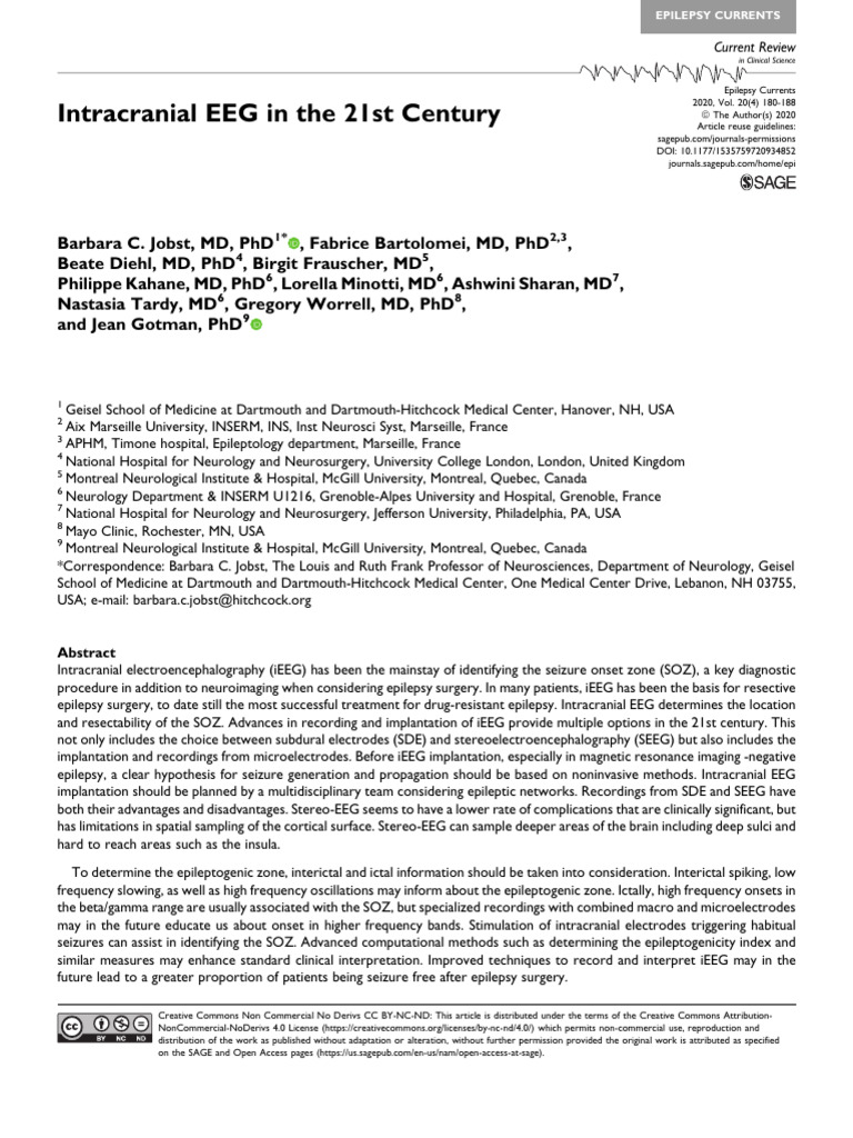 Intracranial EEG in The 21st Century | PDF | Electroencephalography ...