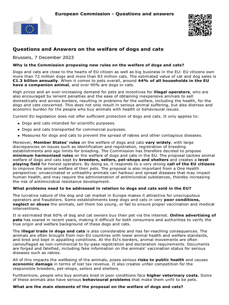 EU Proposes New Dog and Cat Welfare Rules | PDF | Animal Welfare | Pet