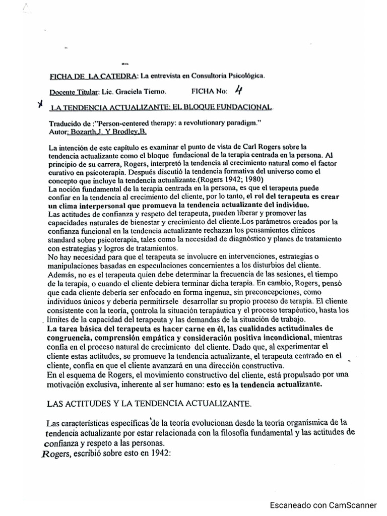Tendencia Atualizante. Bozarth .J. y Brodley. B | PDF