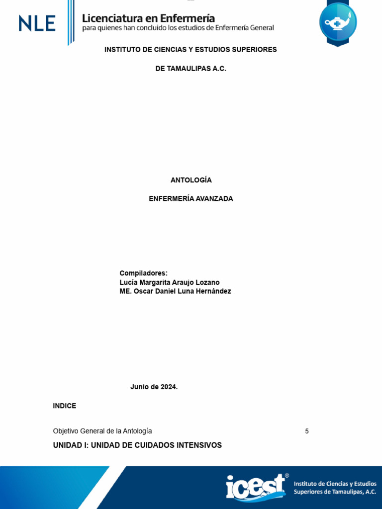 Antología de Enfermería en Cuidados Intensivos | PDF | Unidad de Cuidados Intensivos | Medicina ...